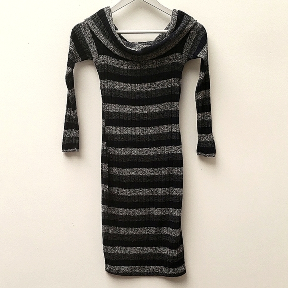 Lulus | Dresses | Lulus Knits Time Navy Blue Striped Offthe Shoulder ...